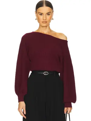 L'academie L'Academie By Marianna Indre Sweater In Burgundy. Black Cherry