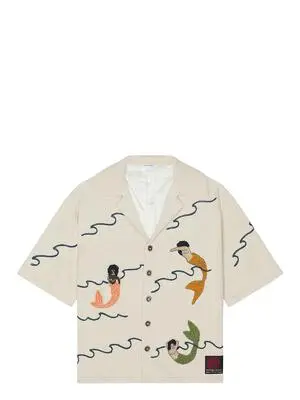 Bottega Veneta Button Down Mermaid Shirt In Beige - Dove & Multicolor