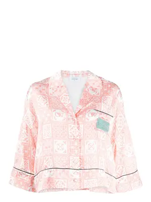 Off-White Graphic-print Satin Shirt - Pink
