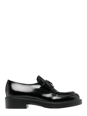 Prada Chocolate Logo Plaque 40mm Loafers - Black