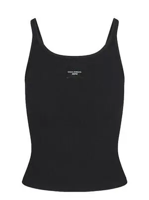SKIMS X Dolce&gabbana Cotton Rib Scoop Tank - Onyx