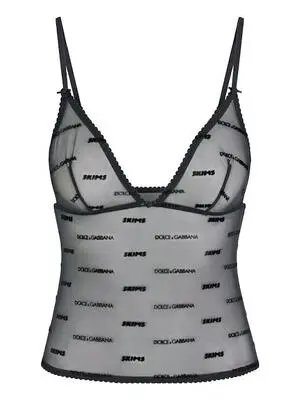SKIMS X Dolce&gabbana Ultra Fine Mesh Logo Cami - Onyx