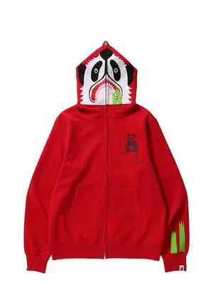 A BATHING APE Panda Full Zip Hoodie - Red Black