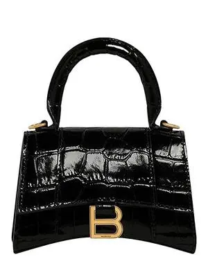 Balenciaga Hourglass Mini Handbag With Chain - Black