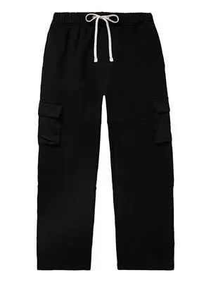 LES TIEN Straight-leg Cotton-jersey Cargo Trousers - Black