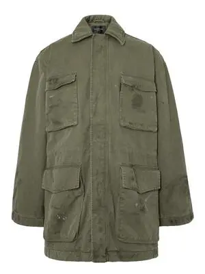 Balenciaga Distressed Cotton-canvas Parka - Green