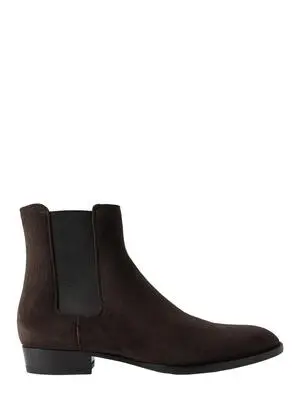 Saint Laurent Wyatt Suede Chelsea Boots - Brown