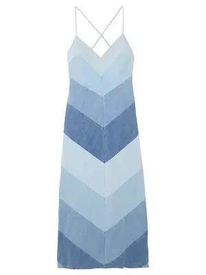 ZIMMERMANN Zimmermann Tallow Paneled Denim Maxi Dress