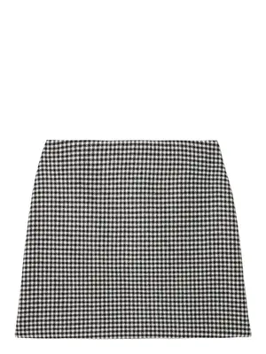 BLAZÉ MILANO Coci Houndstooth Wool Mini Skirt - Black