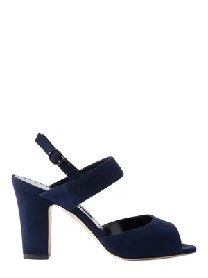 Manolo Blahnik Khiko 90 Suede Slingback Sandals - Blue