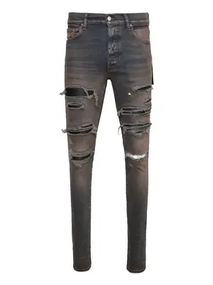 Amiri Leather Thrasher Jeans - Dark Indigo