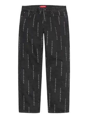 Supreme Logo Stripe Jacquard Regular Jean - Black