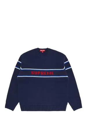 Supreme Striped Crewneck Sweater - Blue