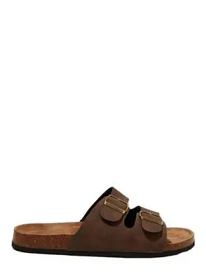 COTTON ON Double Buckle Sandals - Dark Chocolate