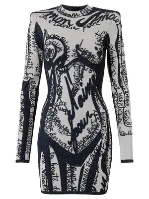 Balmain Knitted Mini Dress - Grey