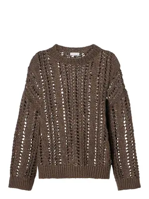 Brunello Cucinelli Jute And Cotton-blend Sweater - Brown