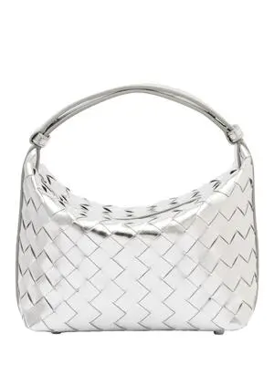 Bottega Veneta Wallace Intrecciato Leather Shoulder Bag - Silver