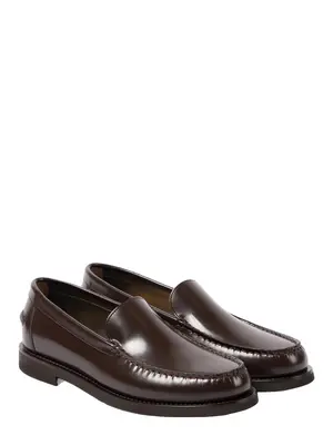 Brunello Cucinelli Monili Leather Loafers - Brown