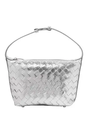 Bottega Veneta Wallace Intrecciato Leather Shoulder Bag - Silver