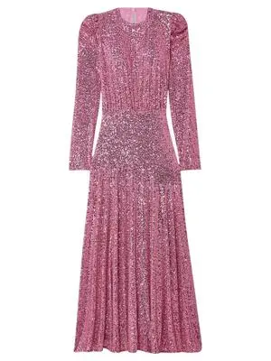 Rixo Cerise Sequined Midi Dress - Pink