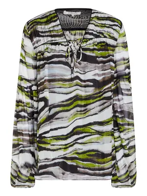 Diane Von Furstenberg Sarita Printed Voile Blouse - Gray