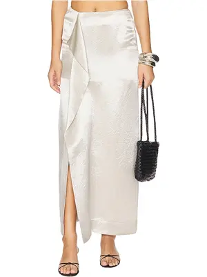 Bondi Born Kobe Wrap Over Maxi Skirt - Silver