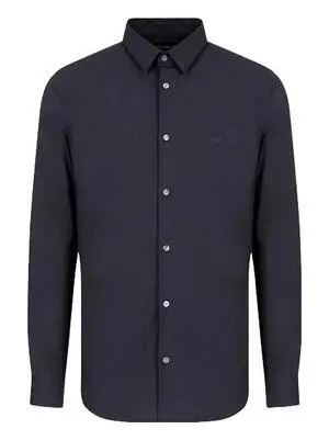 Emporio Armani Stretch Nylon-blend Shirt - Navy