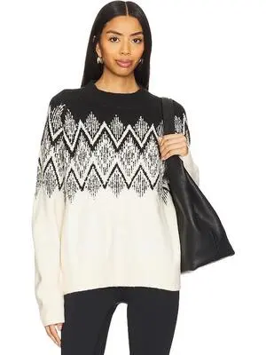 Varley Siren Relaxed Jacquard Sweater - Whitecap Grey Black Jacquard