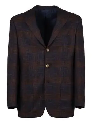 Kiton Check-pattern Blazer - Blue