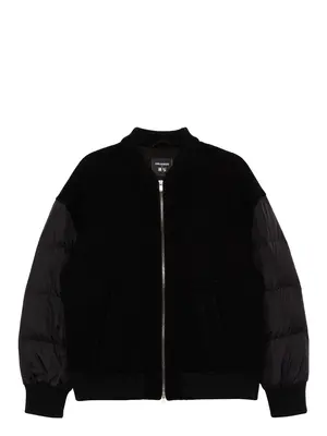 CROQUIS Ribbed-knitted Hem Bomber Jacket - Black