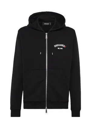 Dsquared2 Logo-print Zip-up Hoodie - Black