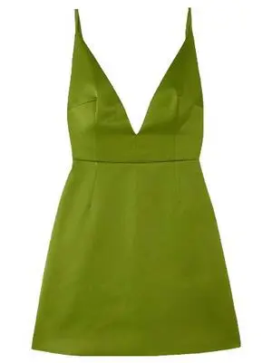 EMILIA WICKSTEAD Vero Open-back Recycled-satin Mini Dress - Green