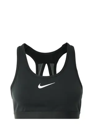 Nike Swoosh Mesh-trimmed Stretch Sports Bra - Black
