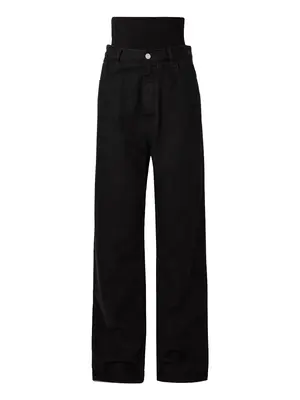 Alaïa Stretch Knit-trimmed Wide Leg Jeans - Black