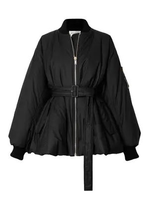 Alaïa Belted Twill Peplum Jacket - Black