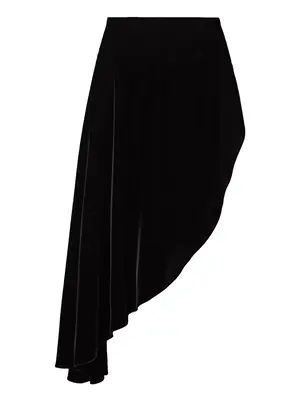 Alaïa Asymmetric Velvet Skirt - Black