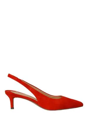 Ralph Lauren Lolah Ii Suede Slingback Pumps - Bright Vermilion
