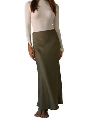 BY TESS COLLECTION By Tess Collection Ella A-Line Midi Skirt Olive
