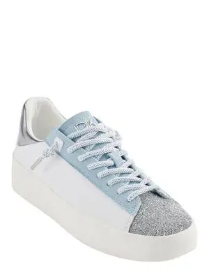 Dkny Ginali Metallic Cap Toe Sneakers - White/ Celeste