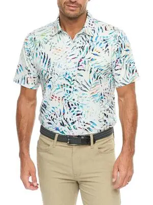 Robert Graham Island Palm Leaf Print Performance Golf Polo - Multi