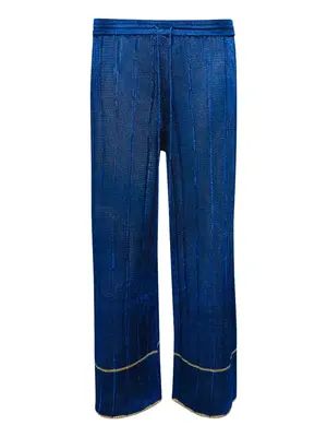Calle Del Mar Wide-leg Ribbed Trousers - Blue