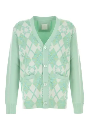 Givenchy Argyle Intarsia-knit Cardigan - Green