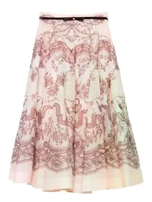 Zimmermann Crush Flared Midi Skirt - Pink