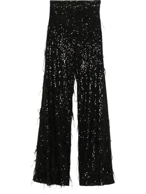 NISSA Sequin-embellished Trousers - Black