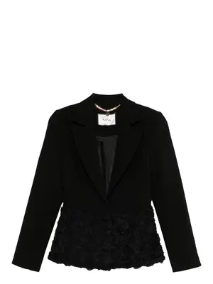 NISSA Flower-appliqué Blazer - Black