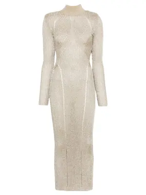SELF-PORTRAIT Lurex Knitted Maxi Dress - Gold