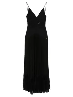 NISSA Lace-panel Midi Dress - Black
