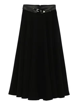 NISSA Belted Midi Skirt - Black