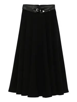 NISSA Belted Midi Skirt - Black
