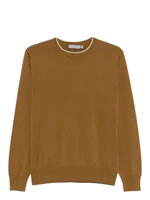 Canali Contrasting Trim Sweater - Brown